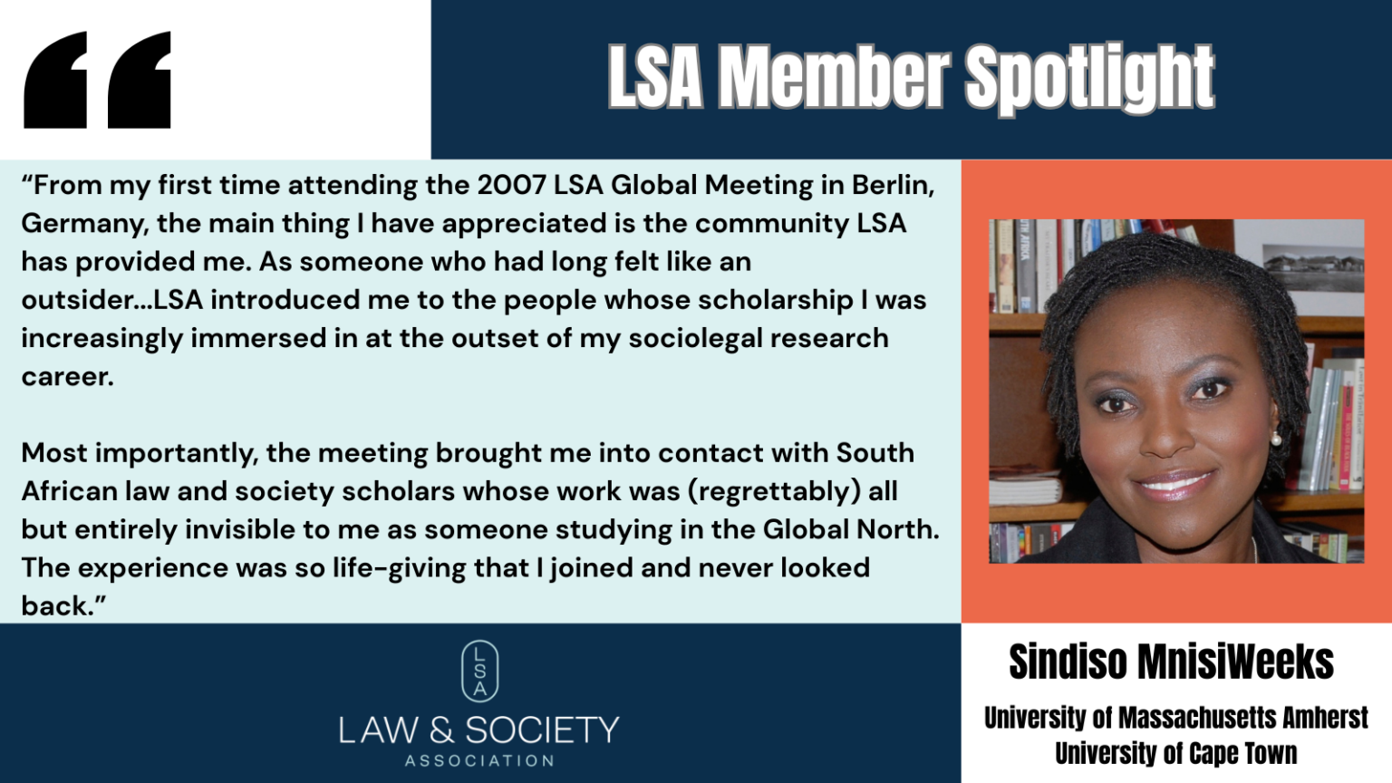 LSA Member Spotlight: Sindiso MnisiWeeks - Law and Society Association